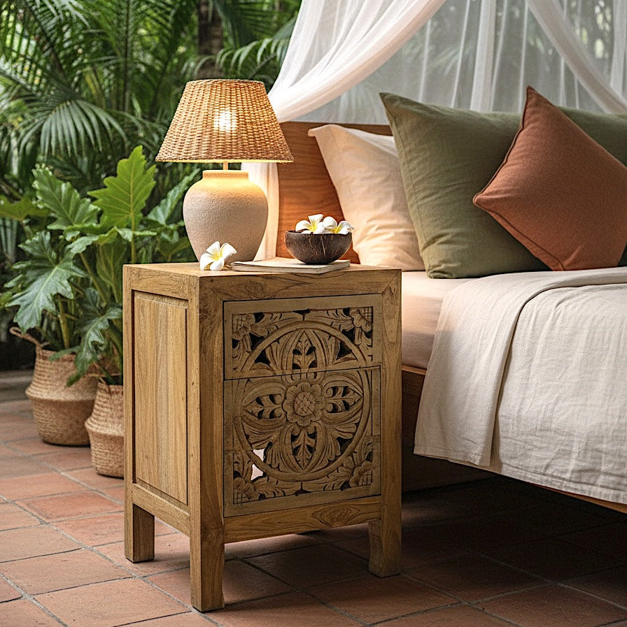 Kulture Home Decor & Furniture - Wooden Carved Bedside Table 'Amed ...
